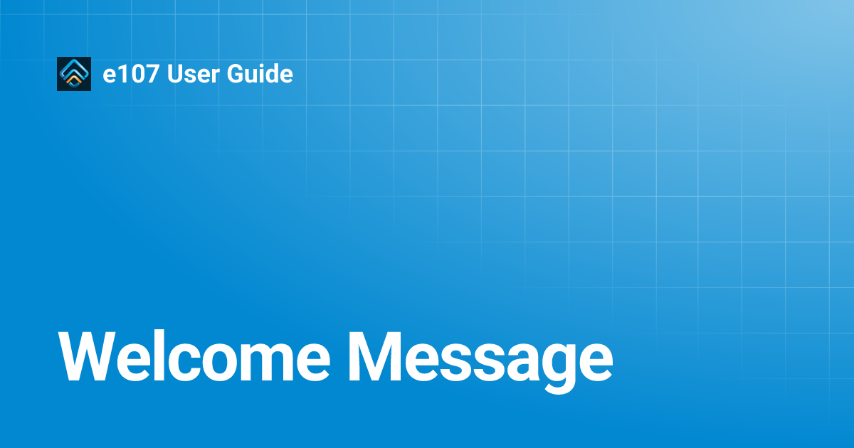 Welcome Message | e107 User Guide